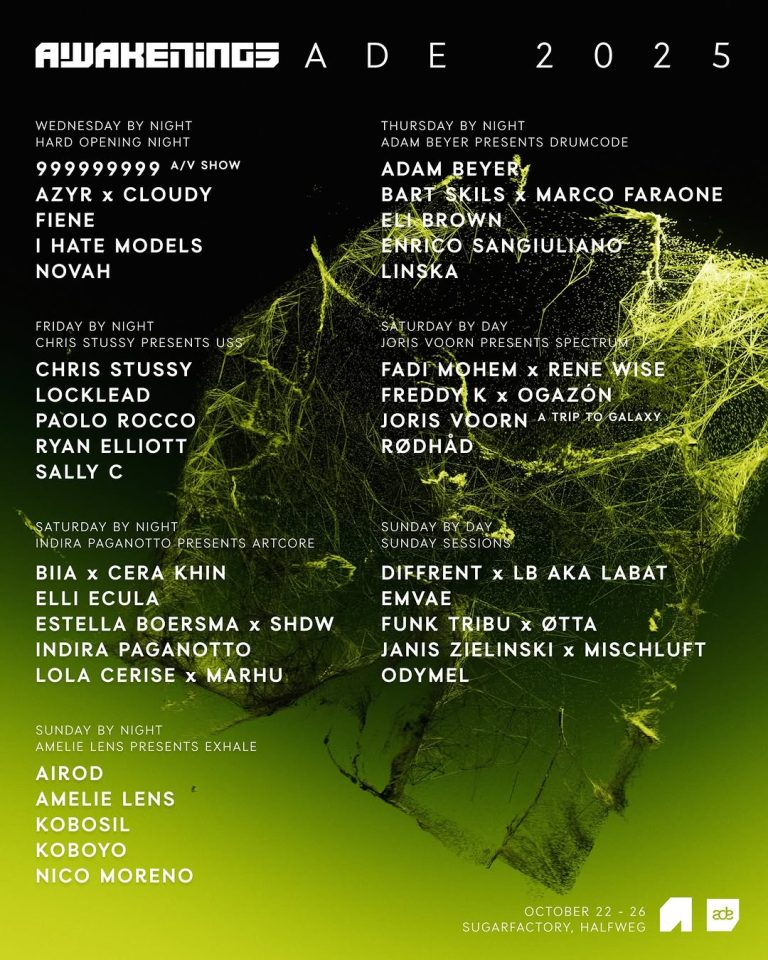 Awakenings announces new location and full line ups for ADE 2025 - SugarFactory